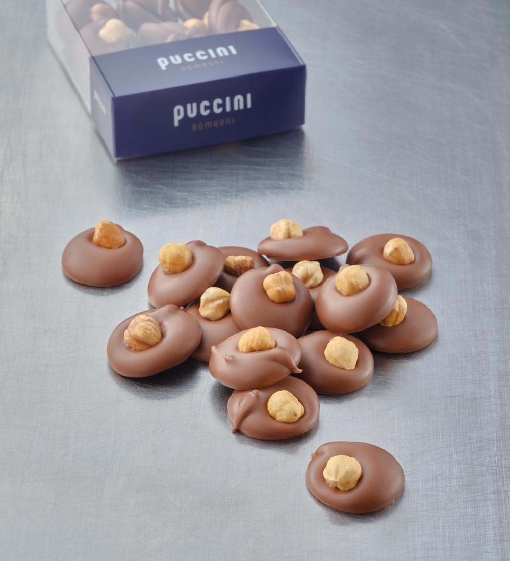 34% Milk Chocolate Flick with Hazelnut | No Added Sugar - Puccini Bomboni